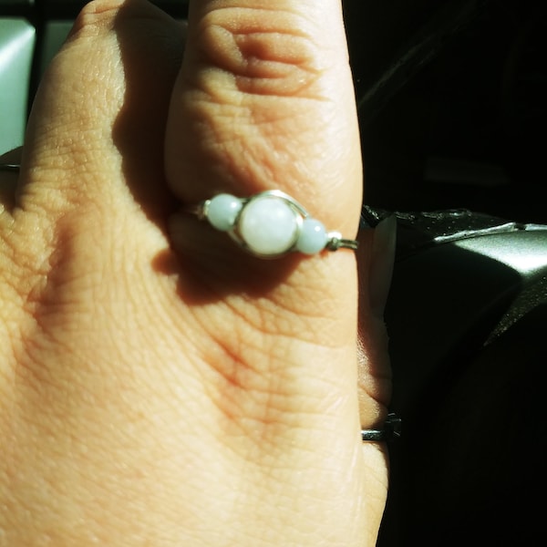 Celestite Crystal & Angelite Sterling Silver Wire Wrapped Gemstone BEAD ...