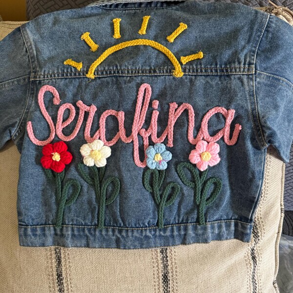 Personalized Kids Name Jean Jacket, Custom Girls Toddler Name Letter ...