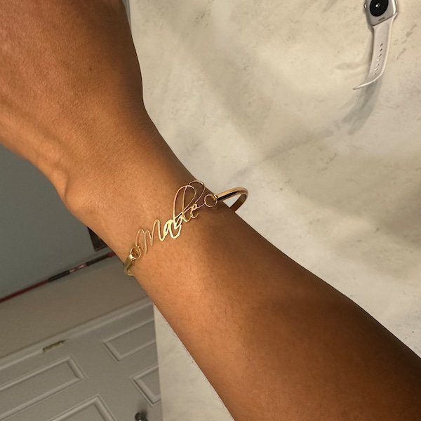 Custom Bangle Bracelet - Name Bangle - Personalized Bangle - Gold Name ...