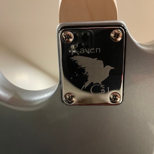 Custom Engraved Etched CHROME PLATED Guitar Neck Plate Personalized Fit ...