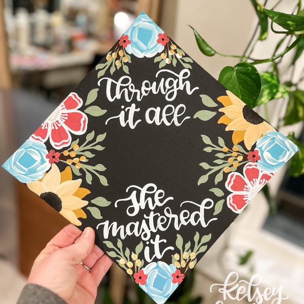 Hand Painted, Hand Lettered Custom Graduation Cap TOPPER - Painted ...