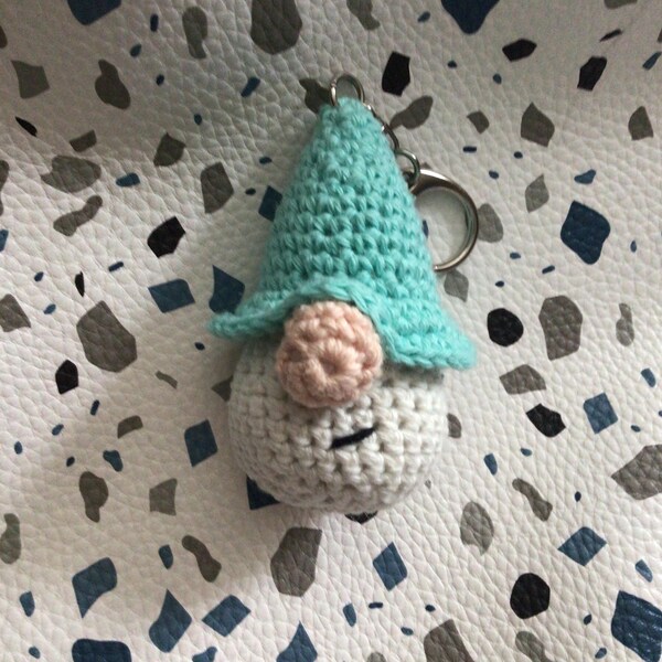 Crochet Patterns Amigurumi Keychain Gnome With Crochet Flower, Crochet Keychain Amigurumi ...