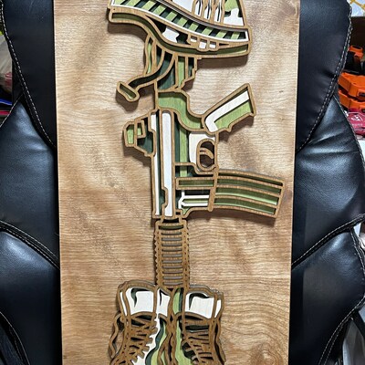 3D Military SVG DXF 4 Layer Army Svg 3D Shadow Box Svg Layered Mandala ...