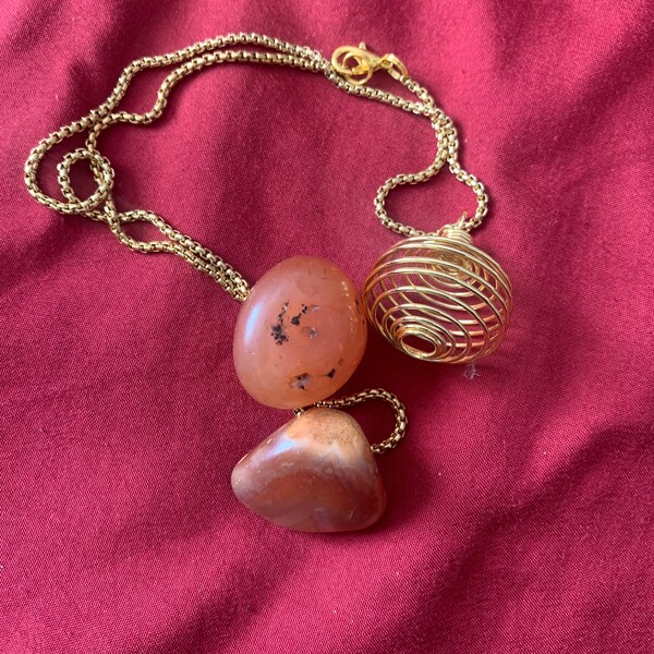 CHOOSE CRYSTAL: Cage Necklace on Gold Chain Crystal Healing Necklace ...