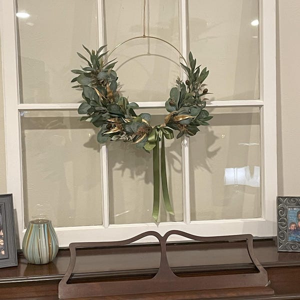 SET OF 2 | Small Kitchen Cabinet Christmas Lambs Ear Gold Hoop Wreaths ...