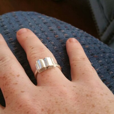 Open Book Ring in Sterling Silver , Handmade Silver Book Ring, Book ...