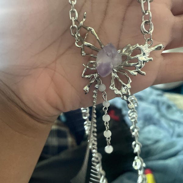 Y2K Black Diamond Handmade Star Chain Necklace,chain Necklace With ...