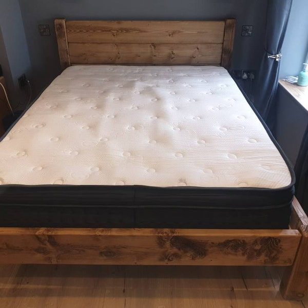 The London Bed Frame Solid Rustic Pine Wood With Headboard All Sizes ...