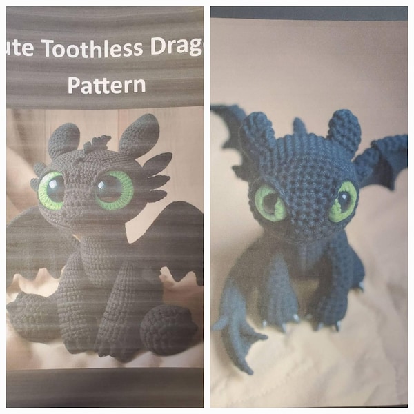 Toothless Dragon Crochet Pattern Pdf,black Amigurumi Night Fury Plush ...