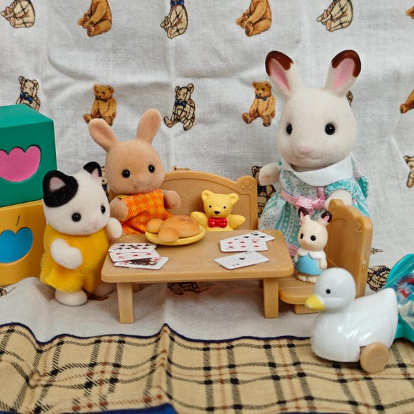 Calico Critters Brown Wildwood Rabbit Family, Vintage Sylvanian ...