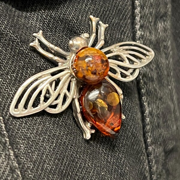 Amber Brooch Honey Bee Brooch Jewelry Genuine Baltic Amber Brooch ...