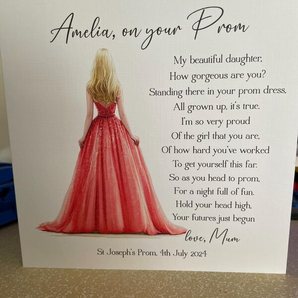 Personalised Prom Card | Leavers Ball Card | Prom 2025 for Daughter ...
