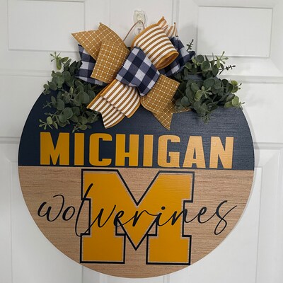 Michigan Wolverine Door Hanger Michigan Wolverine Door Sign Michigan ...