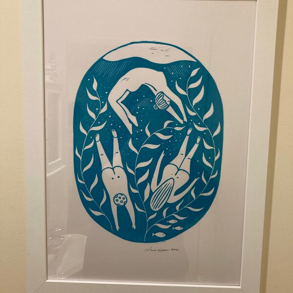 Shell Print, Seaside Lino Print, Lino Print, Beachcomber Print ...