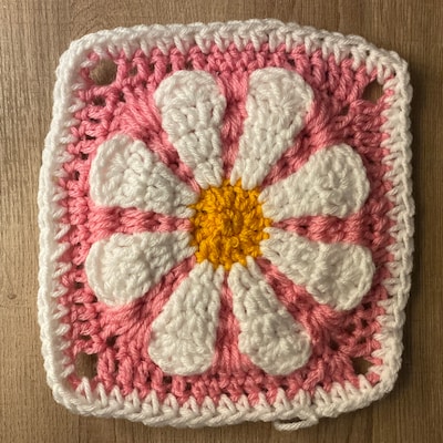 Retro Daisy Square Pattern Floral Granny Square DIY Crochet - Etsy