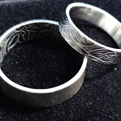 Sterling Silver Wedding Rings, Wedding Band Set, Couple Promise Ring ...