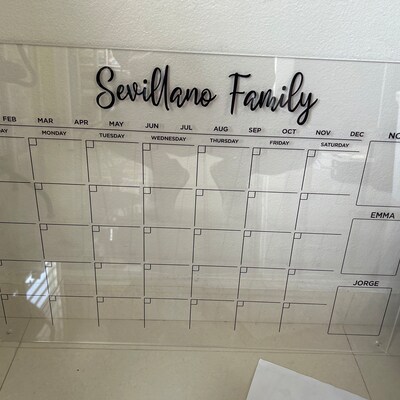Acrylic Family Planner Personalized Monthly Calendar Dry Erase Board ...