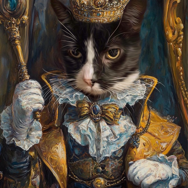 Custom Royal Cat Portrait Renaissance Cat Painting Royal Dog Portraits ...