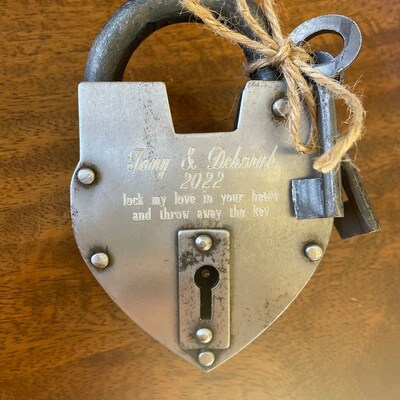 Personalized Custom Hand-forged Love Lock silver Engraved Padlock ...