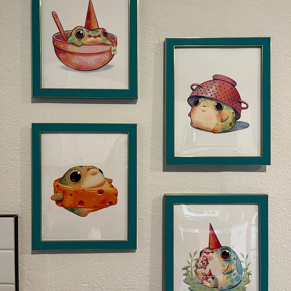 Cheese Frog | Art Print | Original Wall Hanging | Cottagecore Frog Art ...
