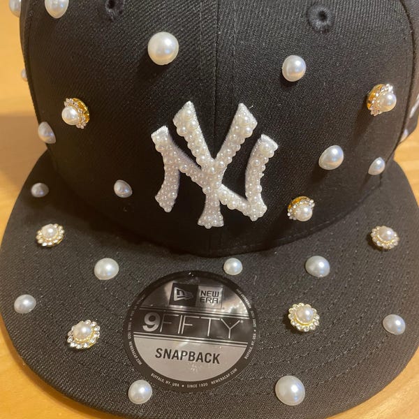 Custom Rhinestone Snapback | Bling Pearl New Era Hat | Unique Bling Cap ...