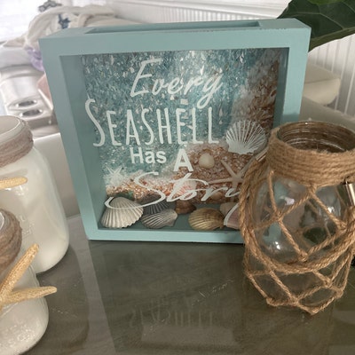 Distressed Teal every Seashell Has A Story Seashell Shadow Box Keeper ...