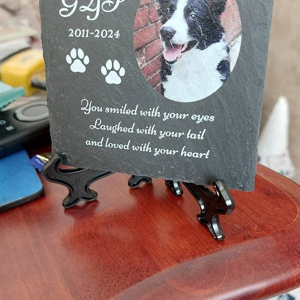 Personalised Pet Memorial With Photo and Text | Square Slate Plaque ...
