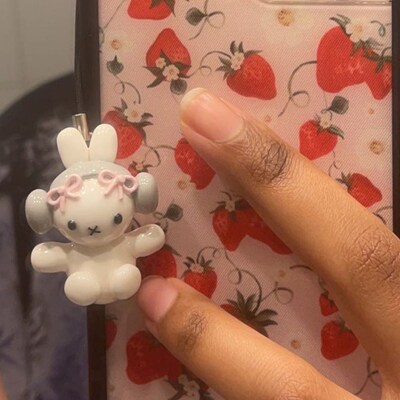 Headphone Miffy With Bows Phone Keychain Charm Handmade Polymer Clay ...