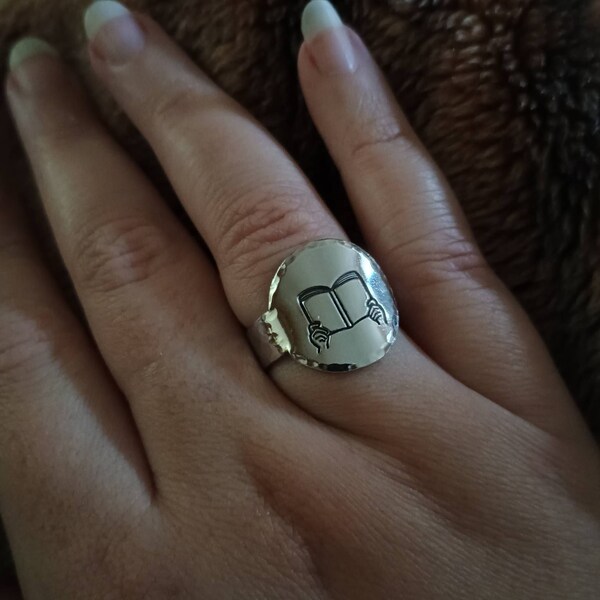 Reading Ring for Women, Open Book Ring, Wide Band Rings for Women ...