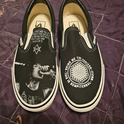 Custom Point Break Inspired Black Slip on Vans keanu Reeves / Patrick ...