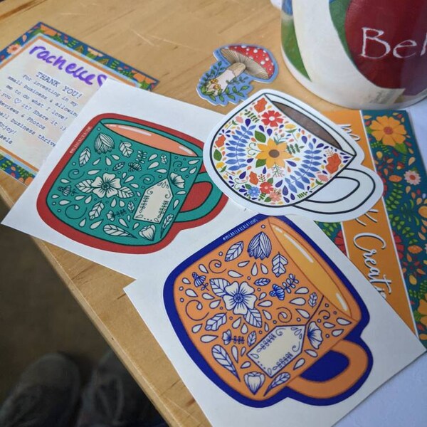Tea Cup Vinyl Sticker | Laptop Sticker | Stickers for Hydroflask ...