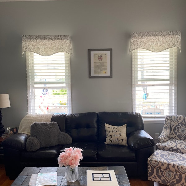 Paisley Valance Ecru Scalloped Valance Lined Window Valance Decorative ...