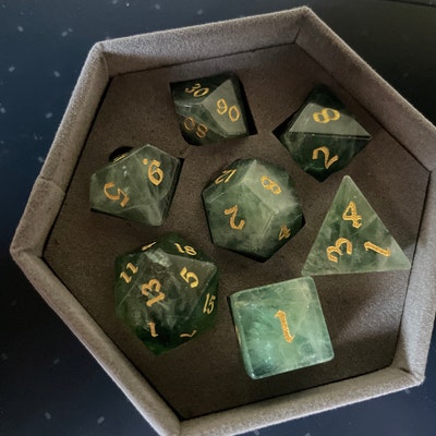 Green Fluorite Gemstone Dice chlorophane Hand Carved Polyhedral Dice ...