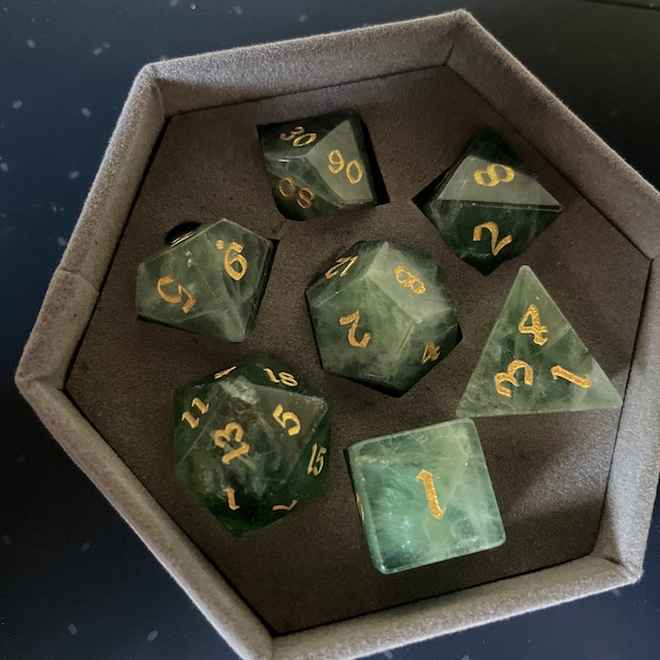 Green Fluorite Gemstone Dice (chlorophane) Hand Carved Polyhedral Dice ...