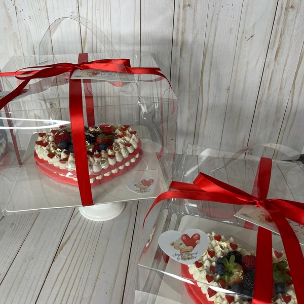 White Clear Cake Box With Handle – Cake Carriers – Transparent Birthday ...