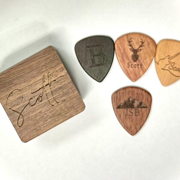 Custom Wooden Guitar Picks Box,personalized Guitar Pick Holder Storage ...