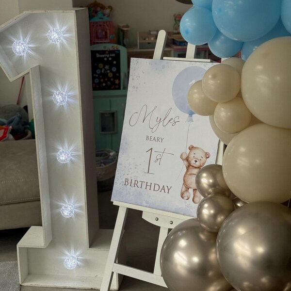 Blue Boys Birthday Party Sign, Birthday Party Welcome Sign ...