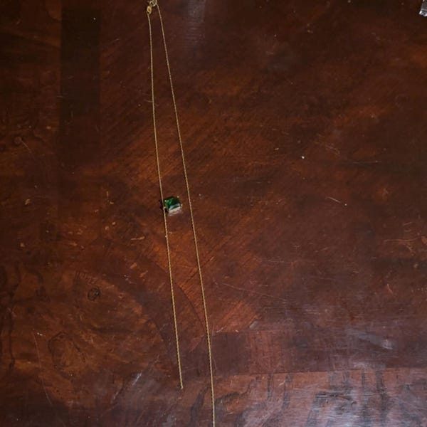 14k Solid Gold Rectangle Emerald Necklace, Minimalist Necklace, Emerald ...