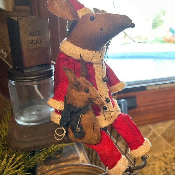 PDF Sewing Pattern Primitive Santa Mouse Folk Art Christmas Decor Mice ...