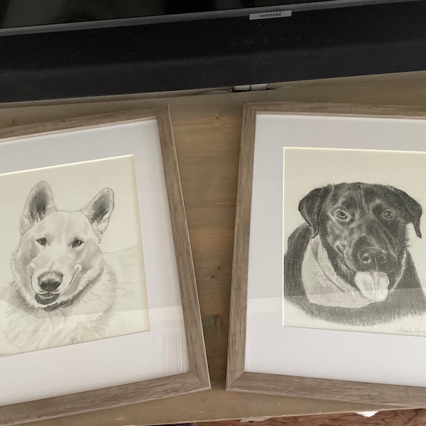 DOG POTRAITS, CUSTOM Dog Drawings, Hand Drawn and Painted Samples - Etsy