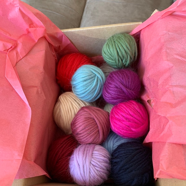 Box of Balls - Selection of Merino Wool Balls, Various Colours - Etsy