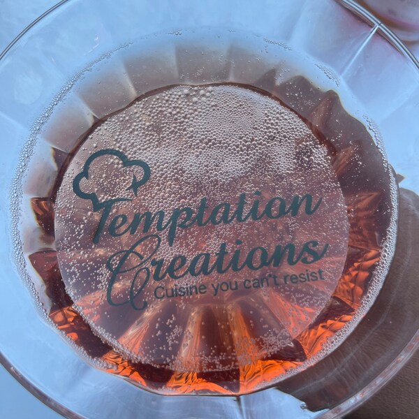 Custom Monogram Edible Clear DRINK Toppers, Wedding Cocktail Topper ...