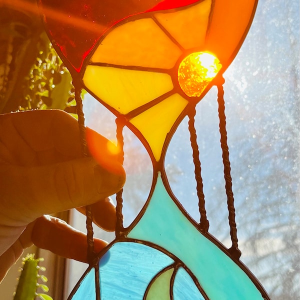 Celestial Sand Timer Stained Glass Pattern, Beginner Stained Glass ...