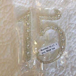 New Large 5 Crystal Rhinestone NUMBER 15 Cake Topper Silver 15th ...