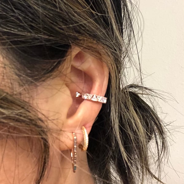TRIANGULAR EARRINGS, CONCH Earring, Cartilage Piercing, Cz Diamond ...