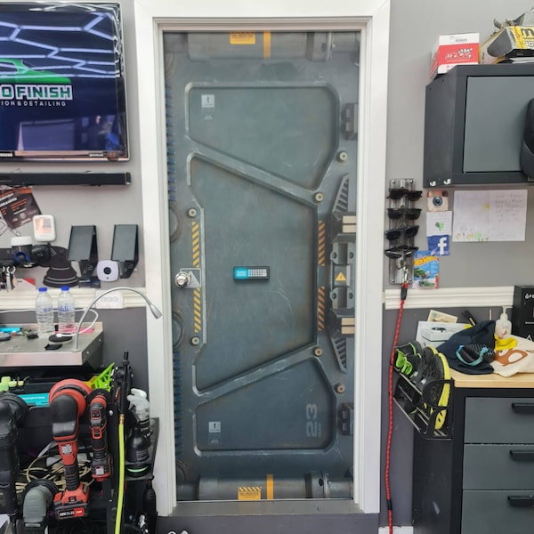 Door Mural - Sci Fi Armoured Bunker, Gateway. Decal for Window, Wall ...
