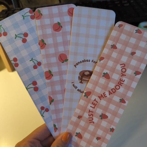 Gingham Bookmarks | Cute Cherry Peach Bookmark | Keep Driving ...