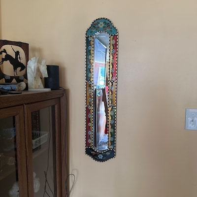 Long Narrow Mirror Wall Art 35.8 Tall, Decorative Long Mirror From Peru ...