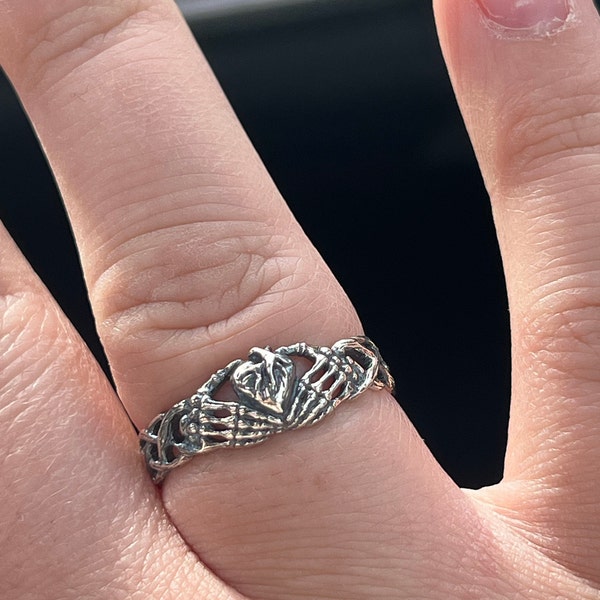 Sterling Silver Dark Gothic Ring, Gothic Engagement Ring, Goth Promise ...