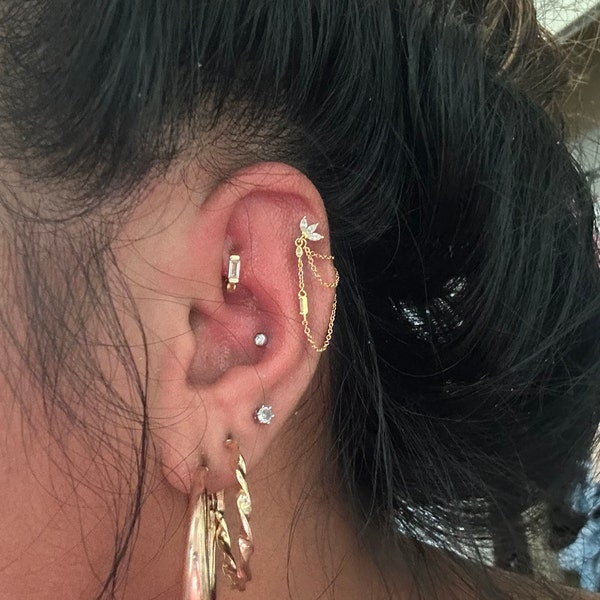 Tiny Diamond Rook Hoop Earring • Helix Hoop • Rook Earring • Helix ...